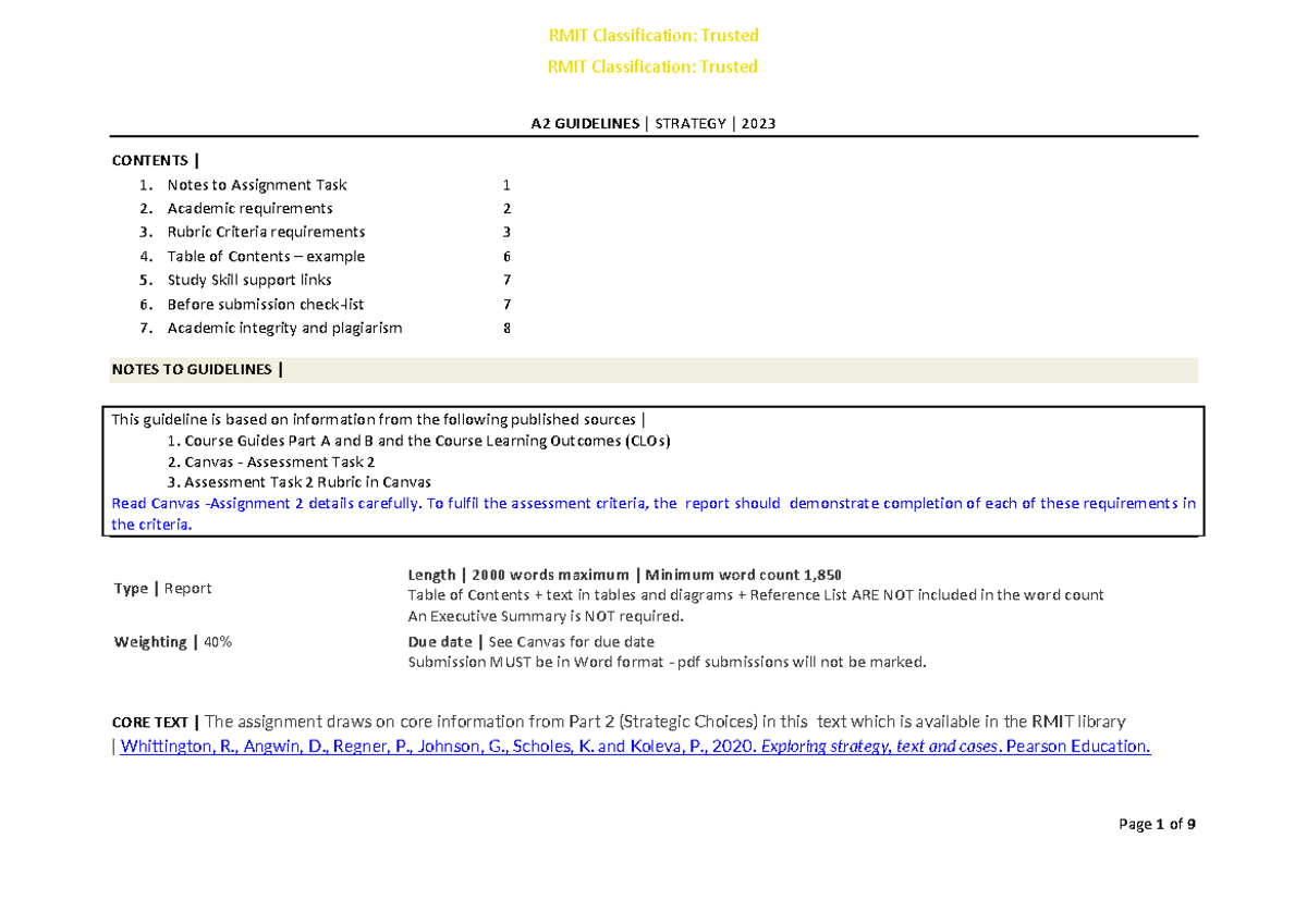 A2 Guidelines Strategy Busm3125 2023 4 Rmit Classification Trusted A2 Guidelines Strategy