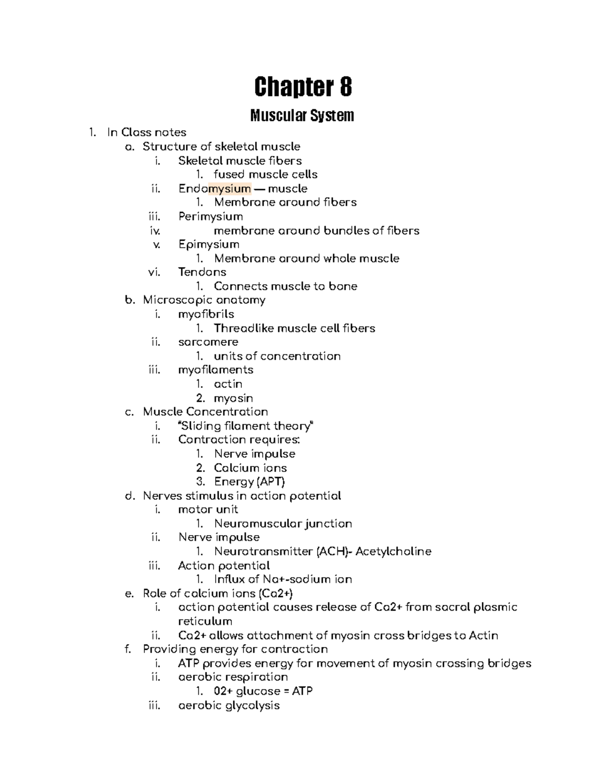 Anatomy and Physiology Chapter 8 - Chapter 8 Muscular System In Class ...
