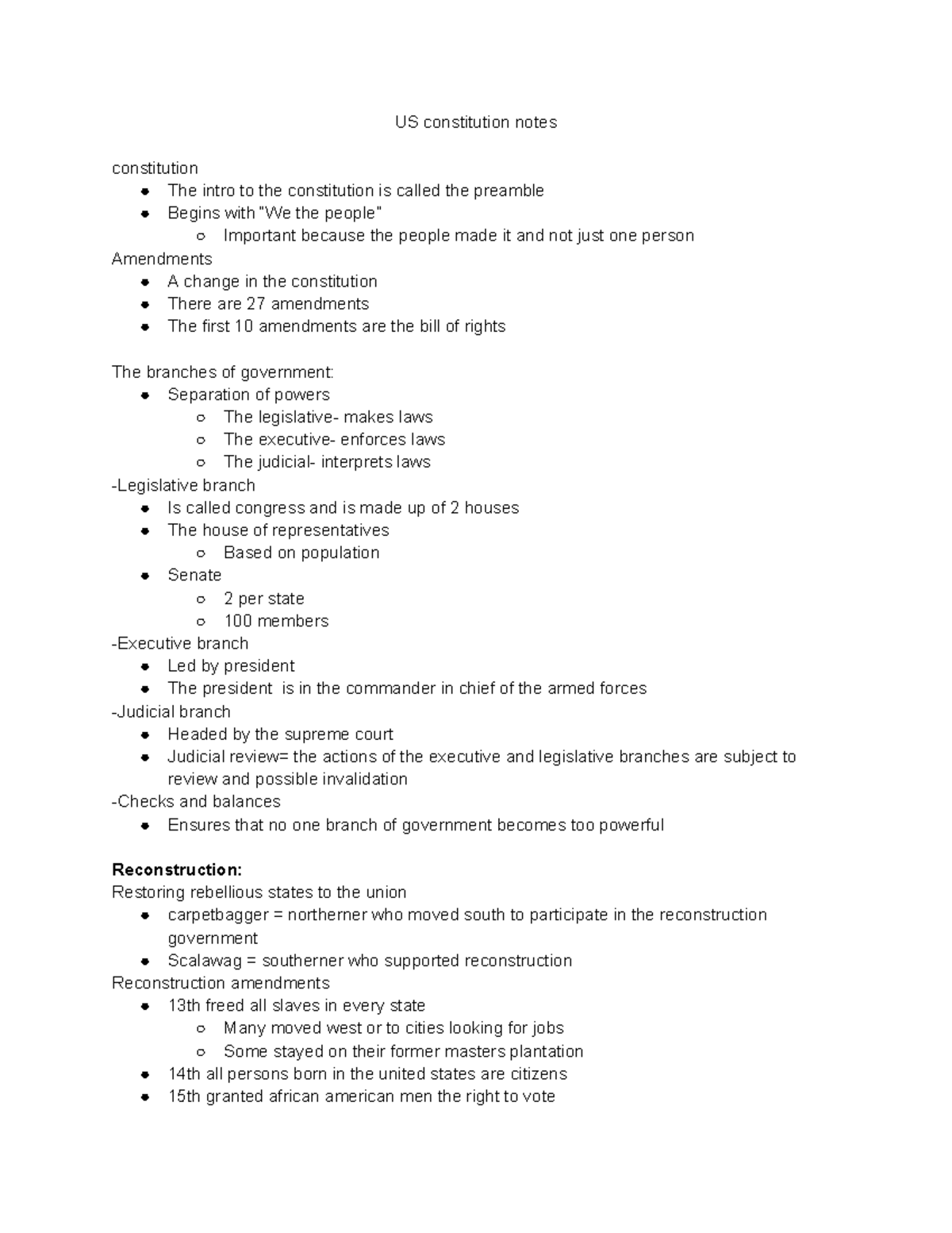 Us history notes - jello - US constitution notes constitution The intro ...