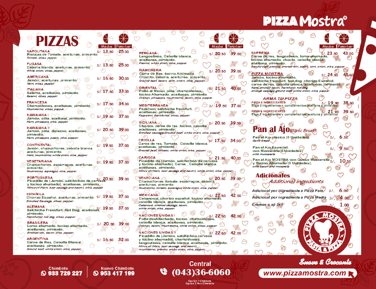 Pizza - lee - RR 933 729 227 pizzamostra Chimbote 953 417 199 Nuevo ...