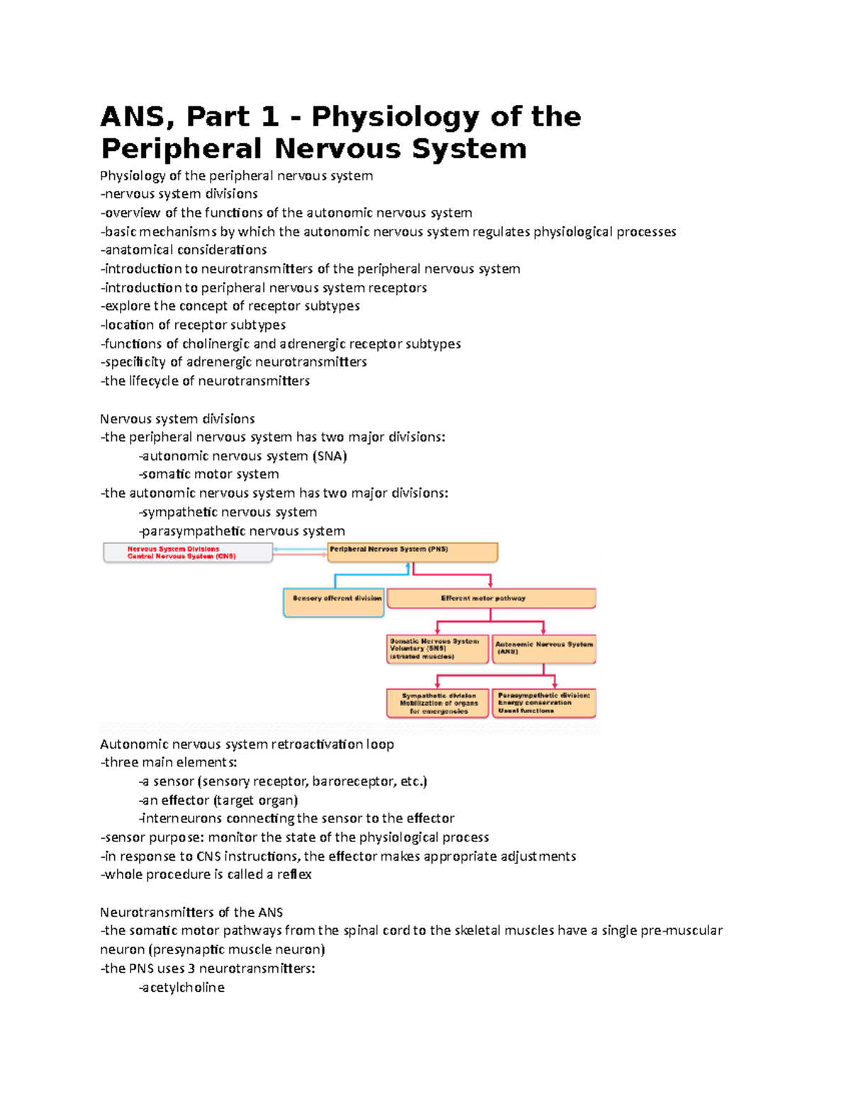 Midterm #2 - John Leddy - ANS, Part 1 - Physiology of the Peripheral ...