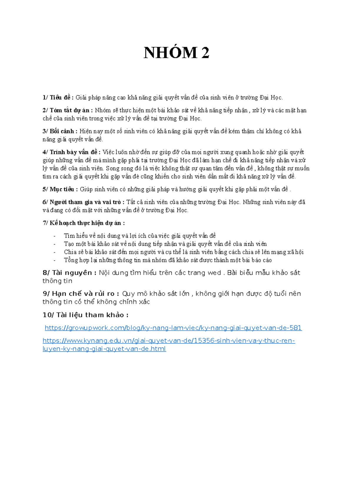 NHÓM 2 SSL101c - Assignment - NHÓM 2 1/ Tiêu đề : Giải pháp nâng cao ...