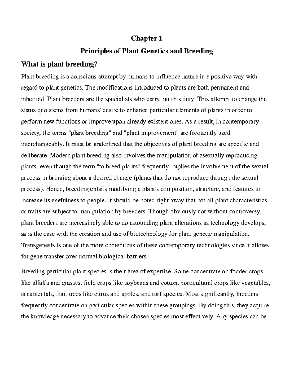 Principles of plant genetics and breeding - Chapter 1 Principles of ...