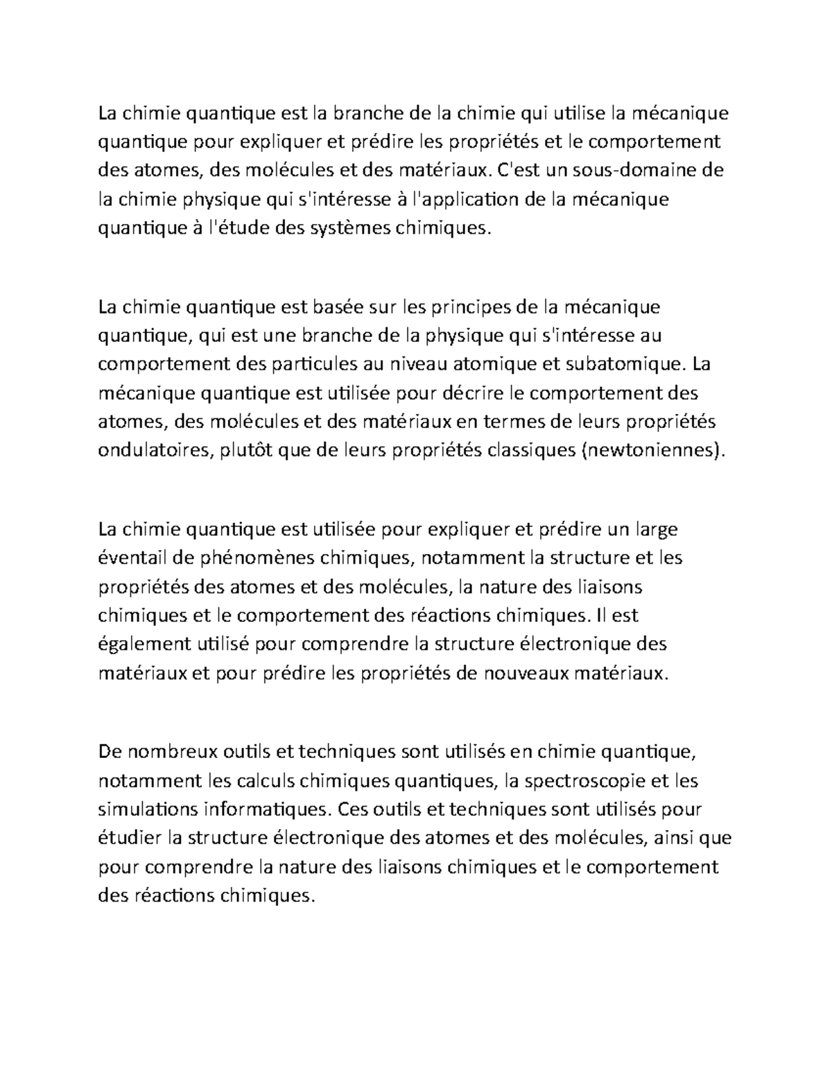 Quantum chemistry - La chimie quantique est la branche de la chimie qui ...