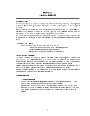 Module 2 PATH FIT 1 - Physical Education - MODULE 2 PHYSICAL FITNESS INTRODUCTION: Physical ...