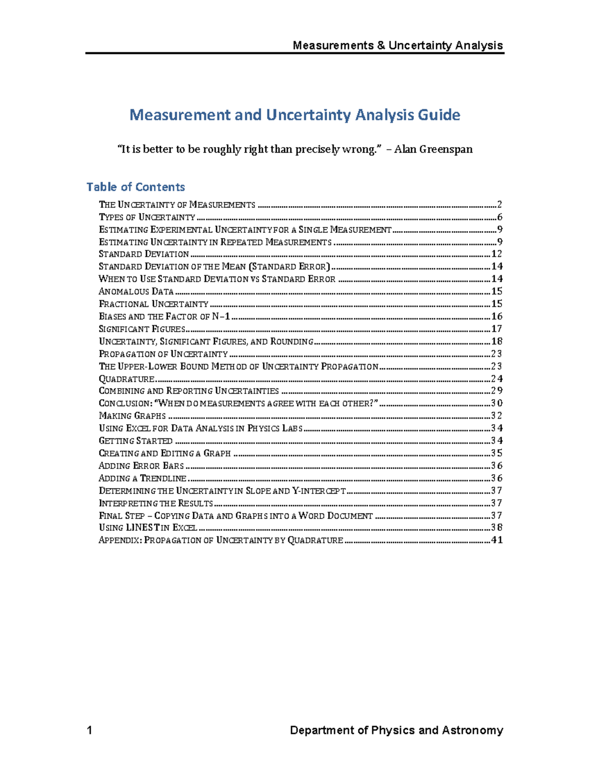 UNCguide - Lecture notes 1,1 - 1 Department of Physics and Astronomy ...