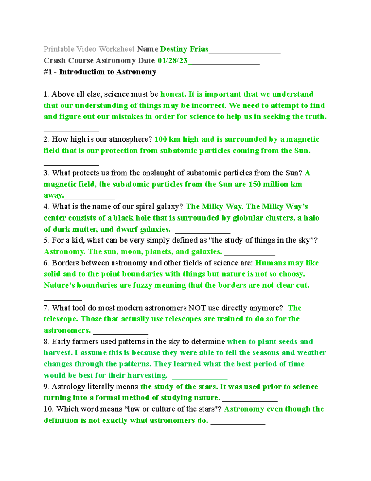 Cca #1 - These were fill in the blank notes done outside of class. The ...