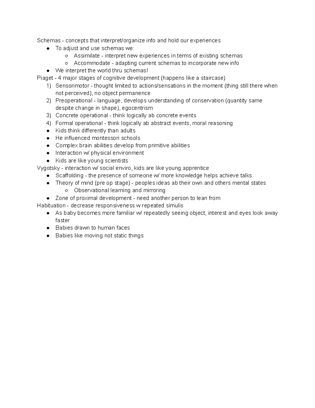 5 Development - Schemas - concepts that interpret/organize info and hold our experiences To ...