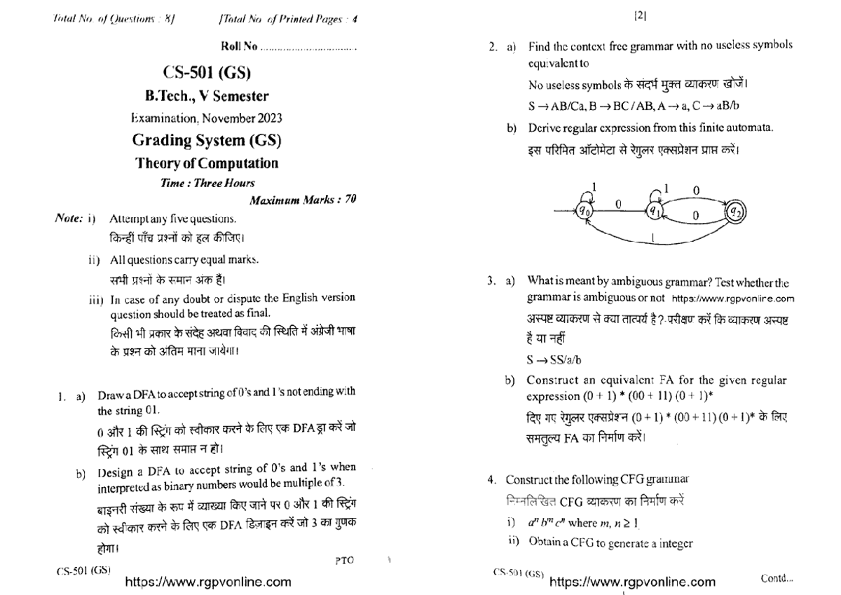 Cs 501 theory of computation nov 2023 - Blockchain Technology - Studocu