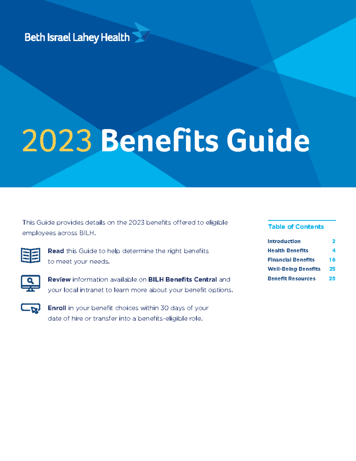 BILH New Hire Benefits Guide 2023 - Table of Contents Introduction 2 ...