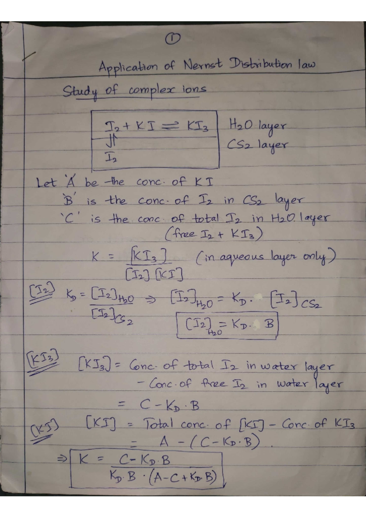 Application of Nernst distribution law - Study of complex ions ...