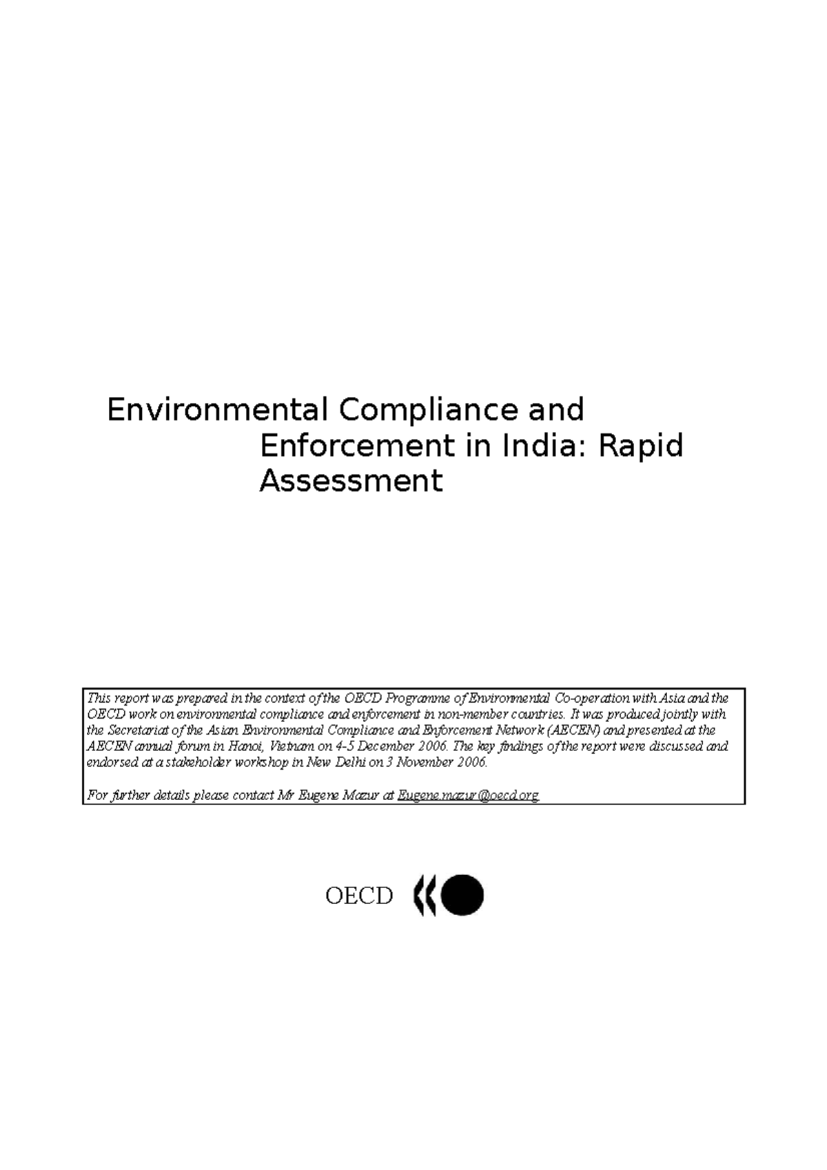 Environmental compliance - It was produced jointly with the Secretariat ...