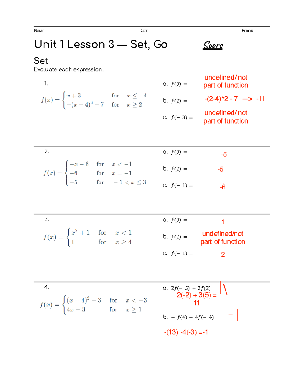 Math 3H Unit 1 Lesson 3 Assignment - NAME DATE PERIOD Unit 1 Lesson 3 ...