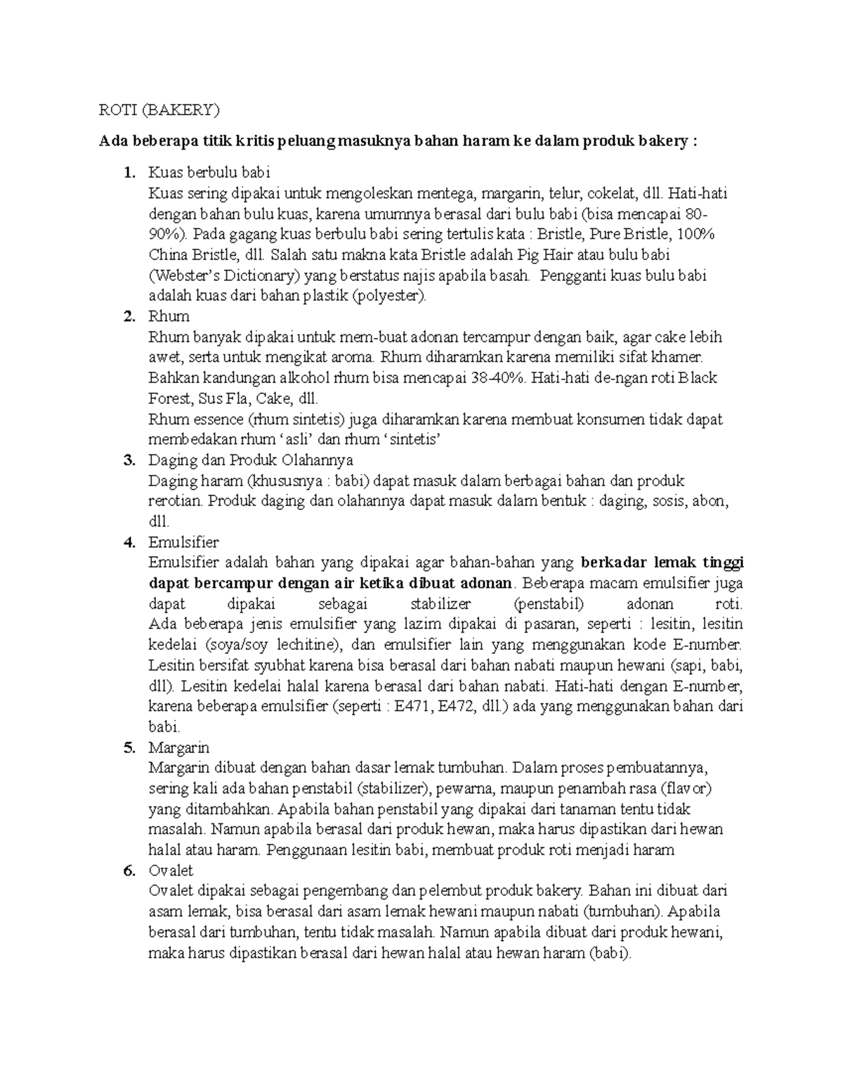 Bahan Tambahan Pangan- Roti - ROTI (BAKERY) Ada beberapa titik kritis ...