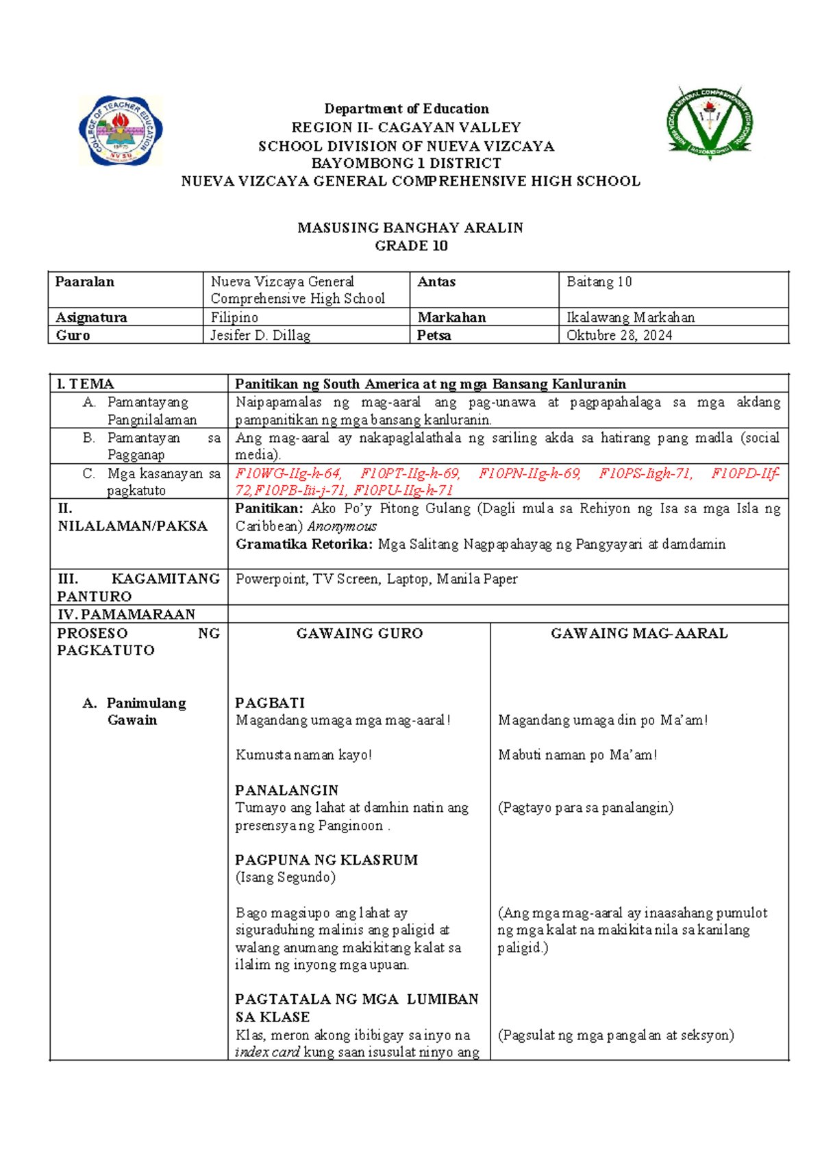 Final-LP- Dagli - Lesson plan - Department of Education REGION II- CAGAYAN VALLEY SCHOOL ...