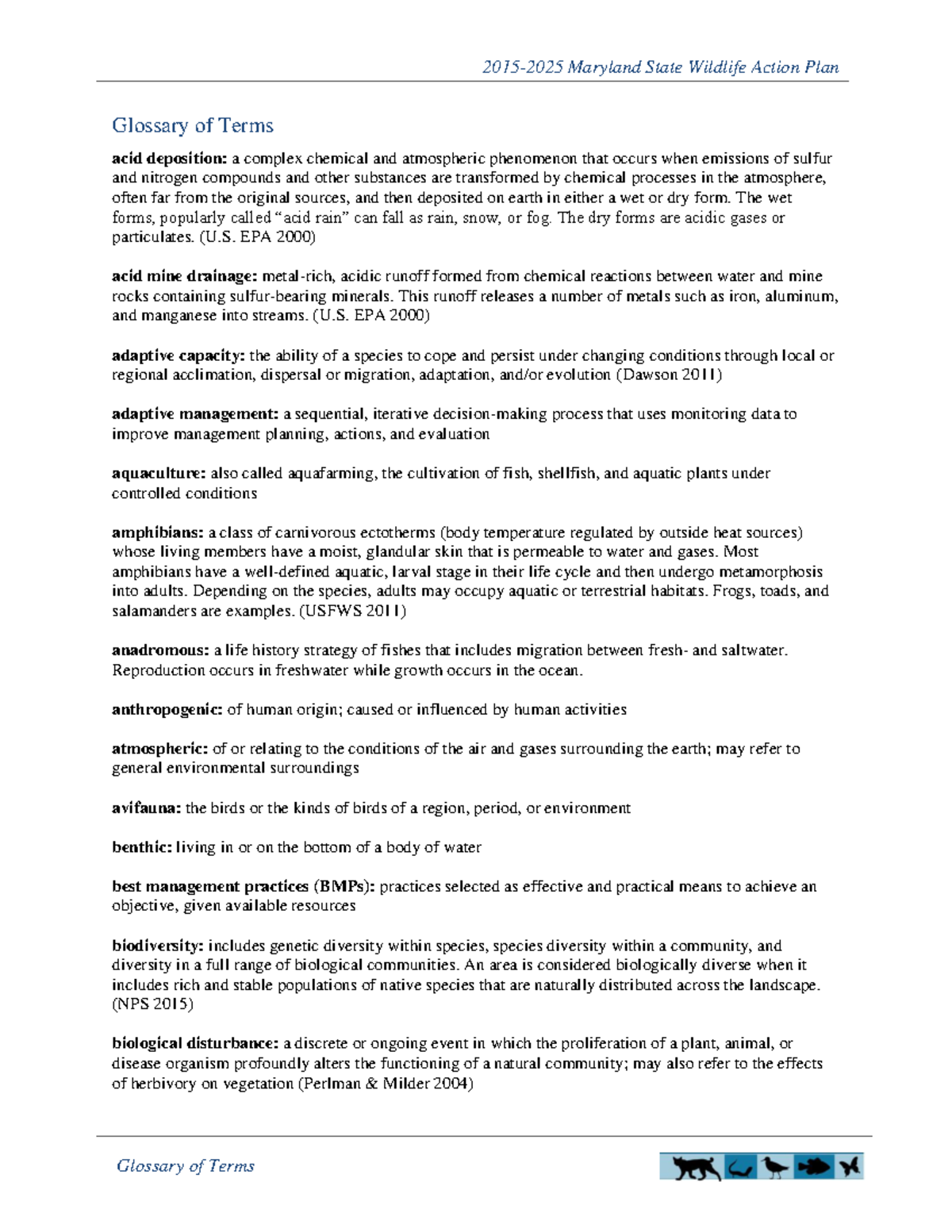 SWAP Glossaryof Terms - 2015-2025 Maryland State Wildlife Action Plan ...