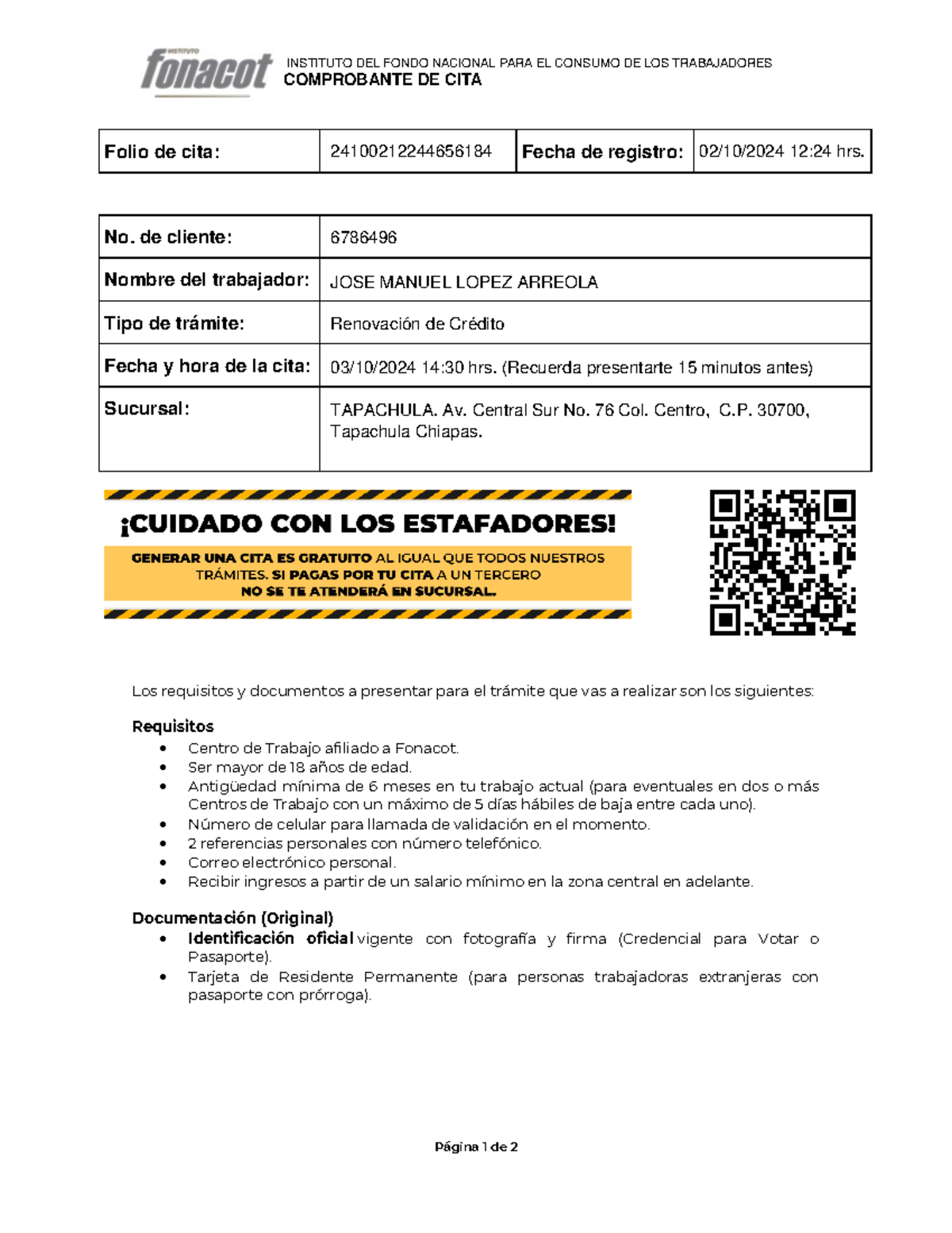 Comprobante Cita - Tgf jhggh - INSTITUTO DEL FONDO NACIONAL PARA EL ...