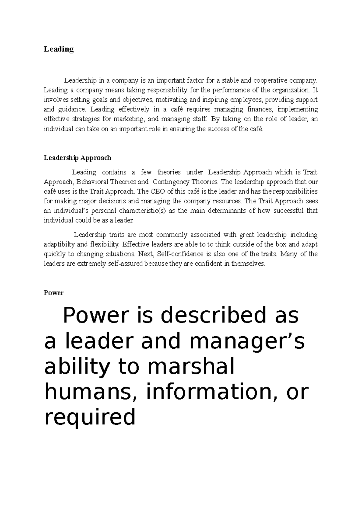 leading mgt 162 - Leading Leadership in a company is an important ...