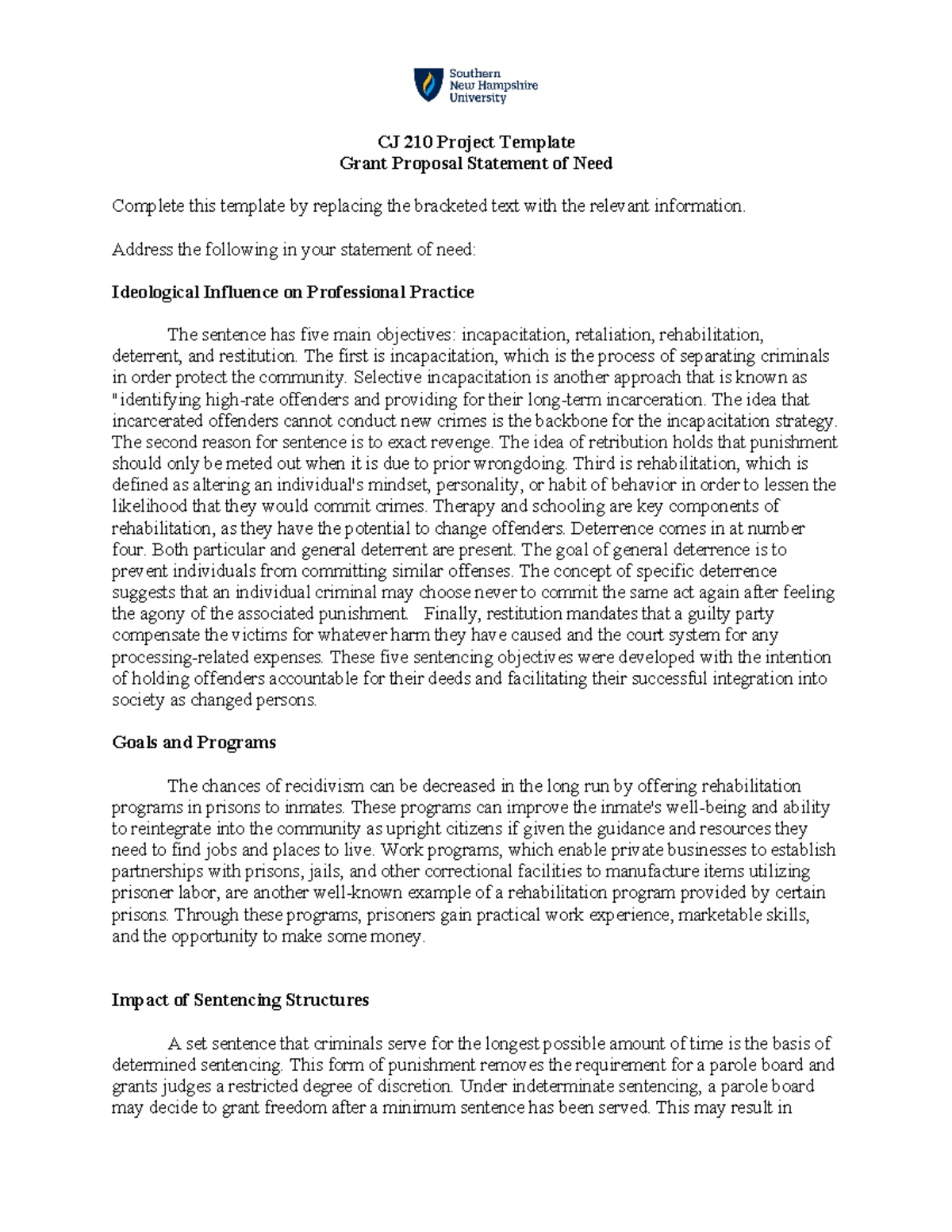 CJ 210 Project Template 7 - CJ 210 Project Template Grant Proposal ...