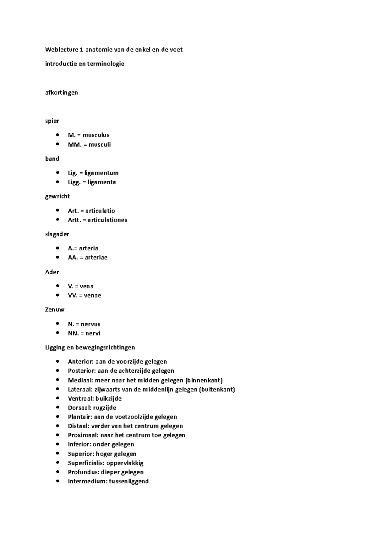 Weblecture 1 anatomie van de enkel en de voet - = musculus MM ...