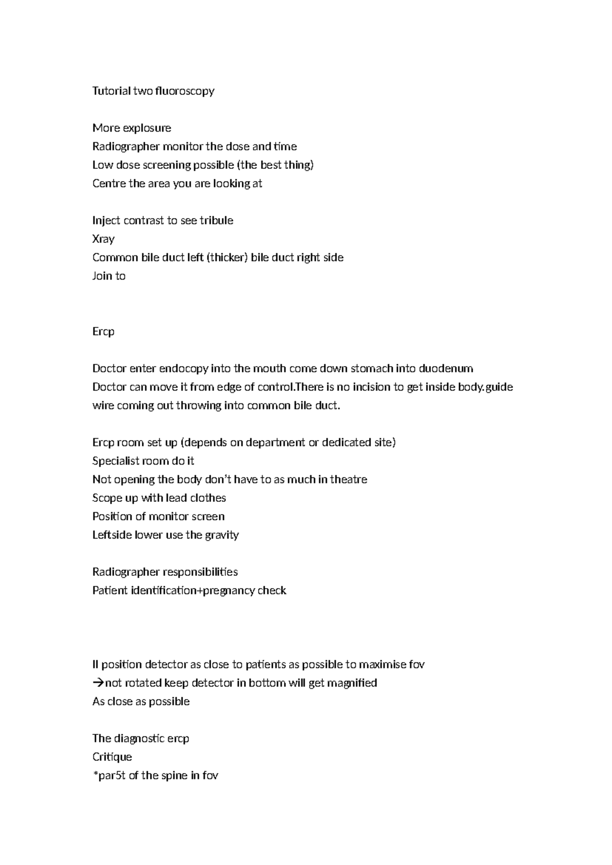 Tutorial two fluoroscopy - Ercp room set up (depends on department or ...