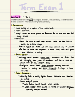Test 1 sociology notes - Unit 1: Four Sociological Approaches Different ...