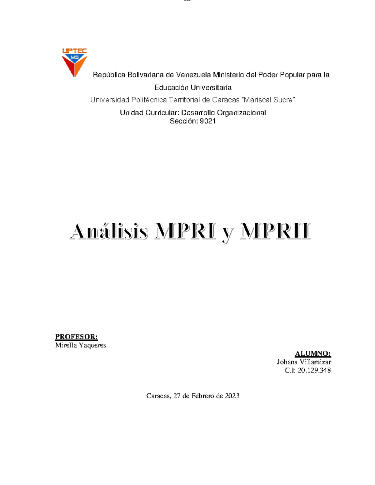 Analisis sistemas MRPI y Mrpii 1 - República Bolivariana de Venezuela ...