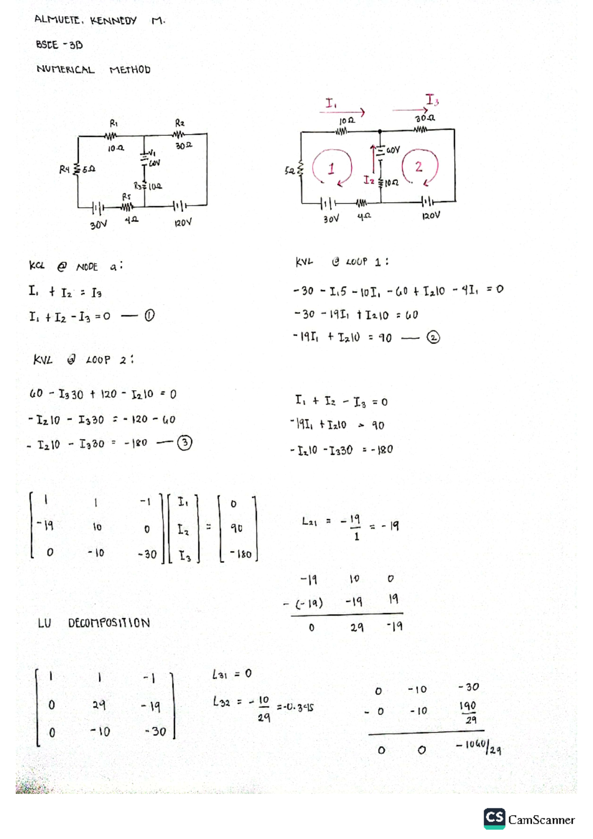 LU Decomposition - Notes - ALMUETE. KENNEDY M. BSCE -3B NUMERICAL ...