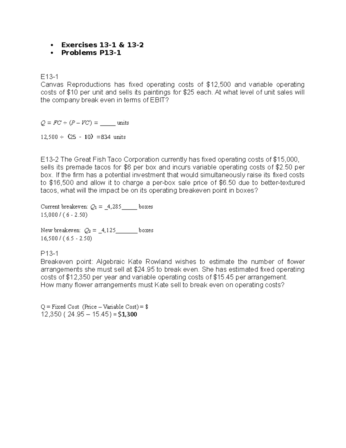 Exercises 13 Homework Assignment For Week 13 Exercises 13 1 And 13