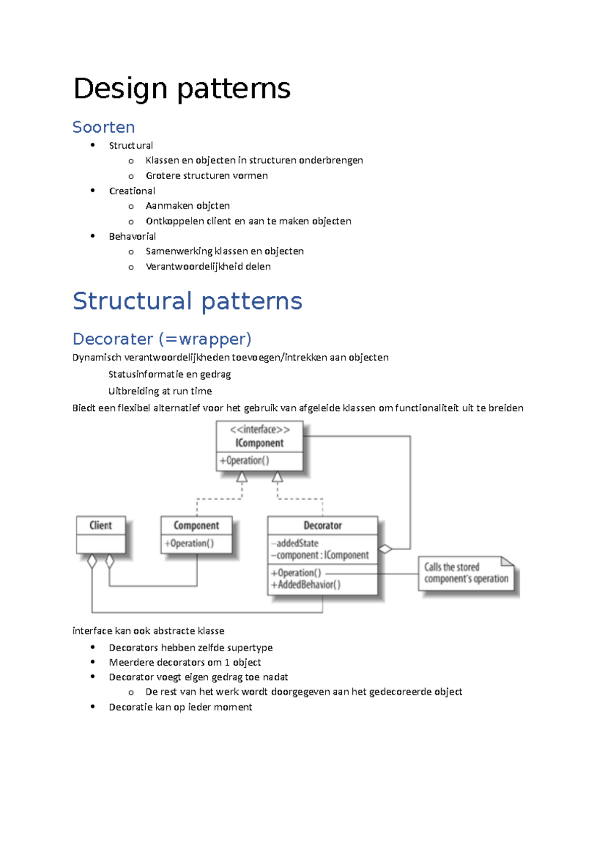 Design patterns - Design patterns Soorten Structural o Klassen en ...