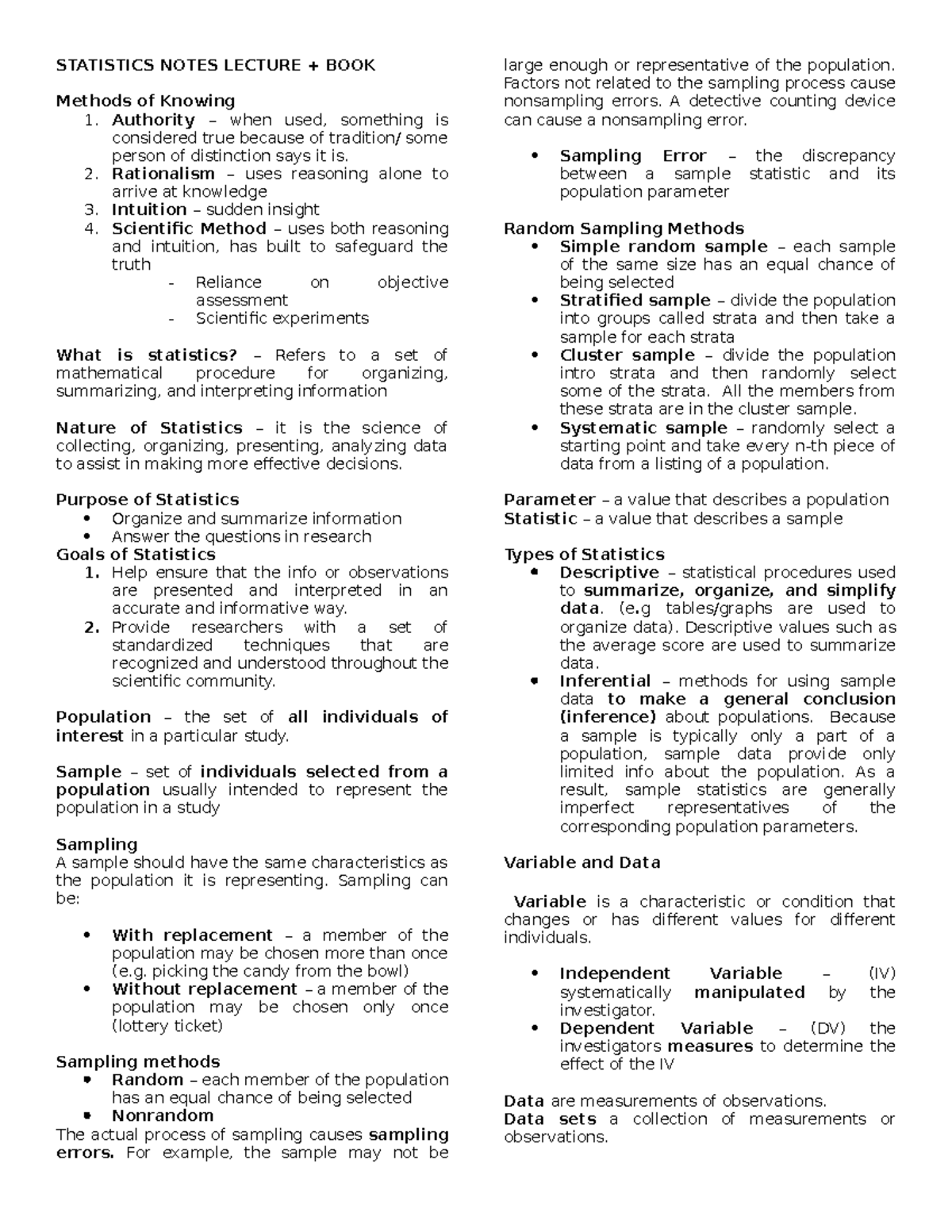 Intro To Psychological Statistics Lecture Notes Statistics Notes Lecture Book Methods Of
