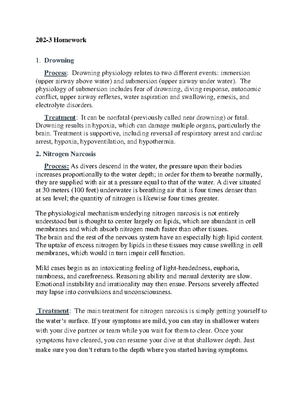 202-3 Homework - 202-3 Homework Drowning Process : Drowning physiology ...
