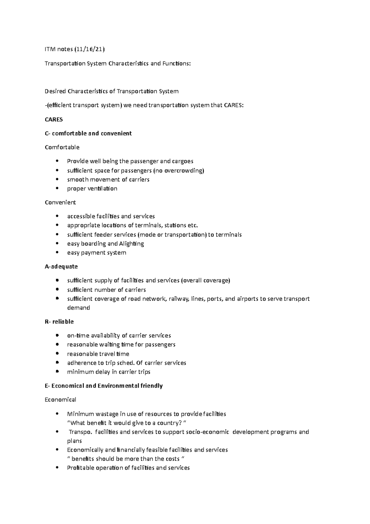 INTRODUCTION TO TRANSPORTATION MANAGEMENT - Transportation Systems ...