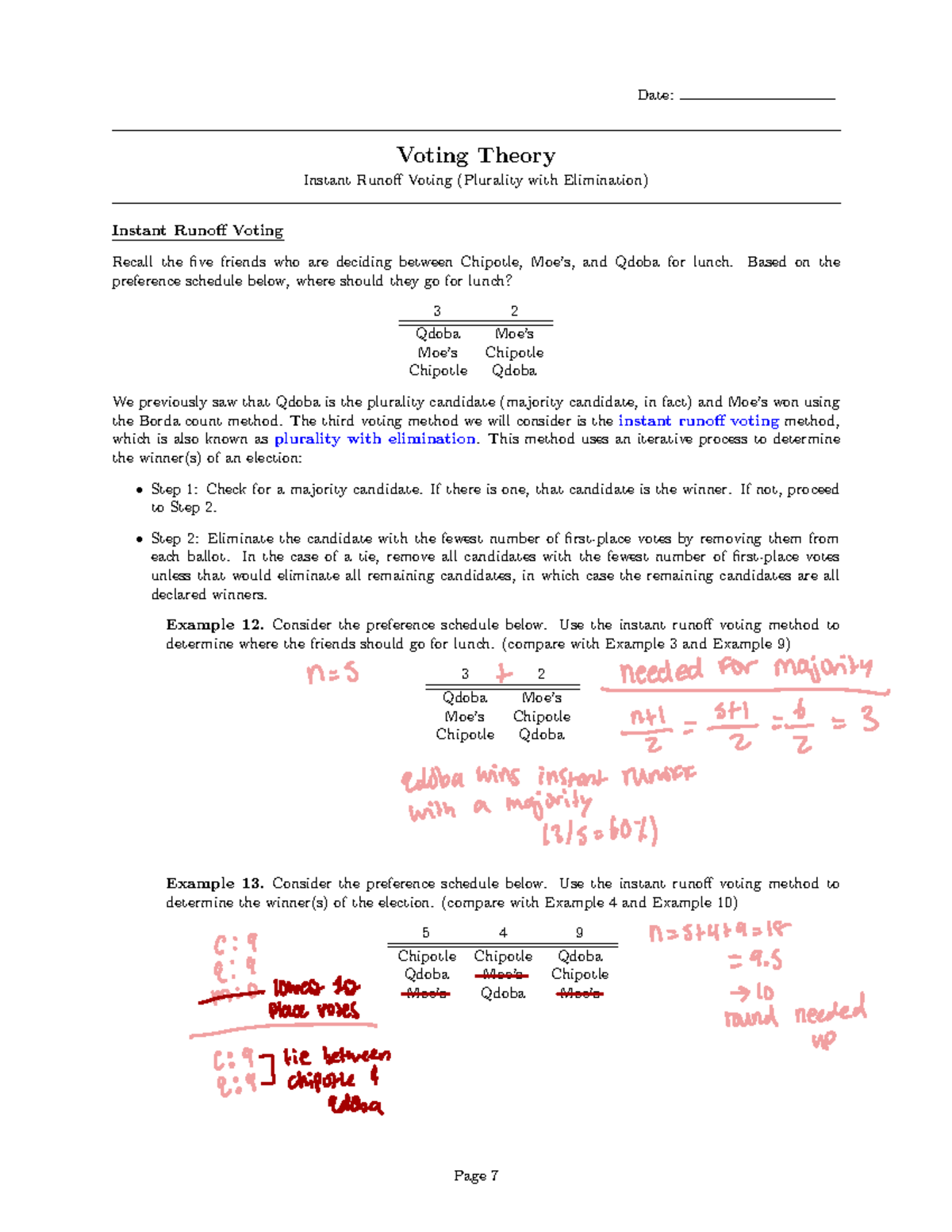 Instant Runoff Voting (Plurality with Elimination) PGS 7-8 - Date ...