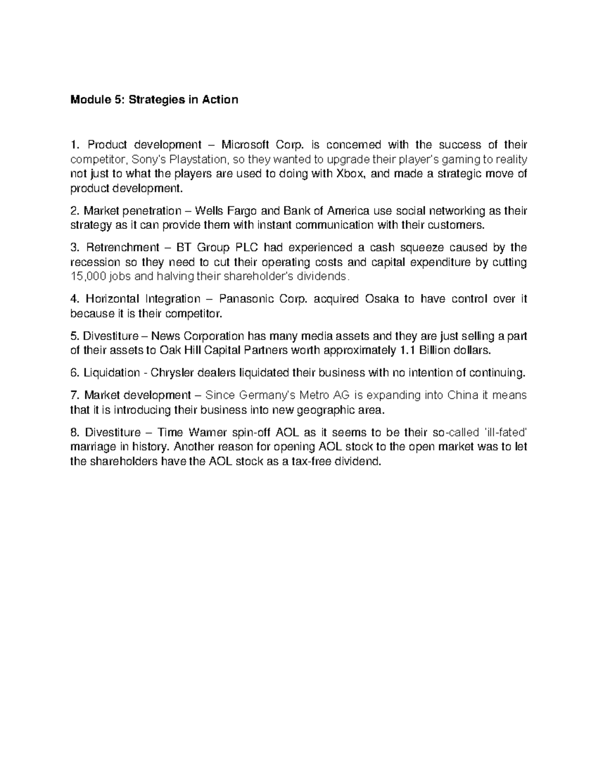 Module 5 - Strategies in Action - Module 5: Strategies in Action ...
