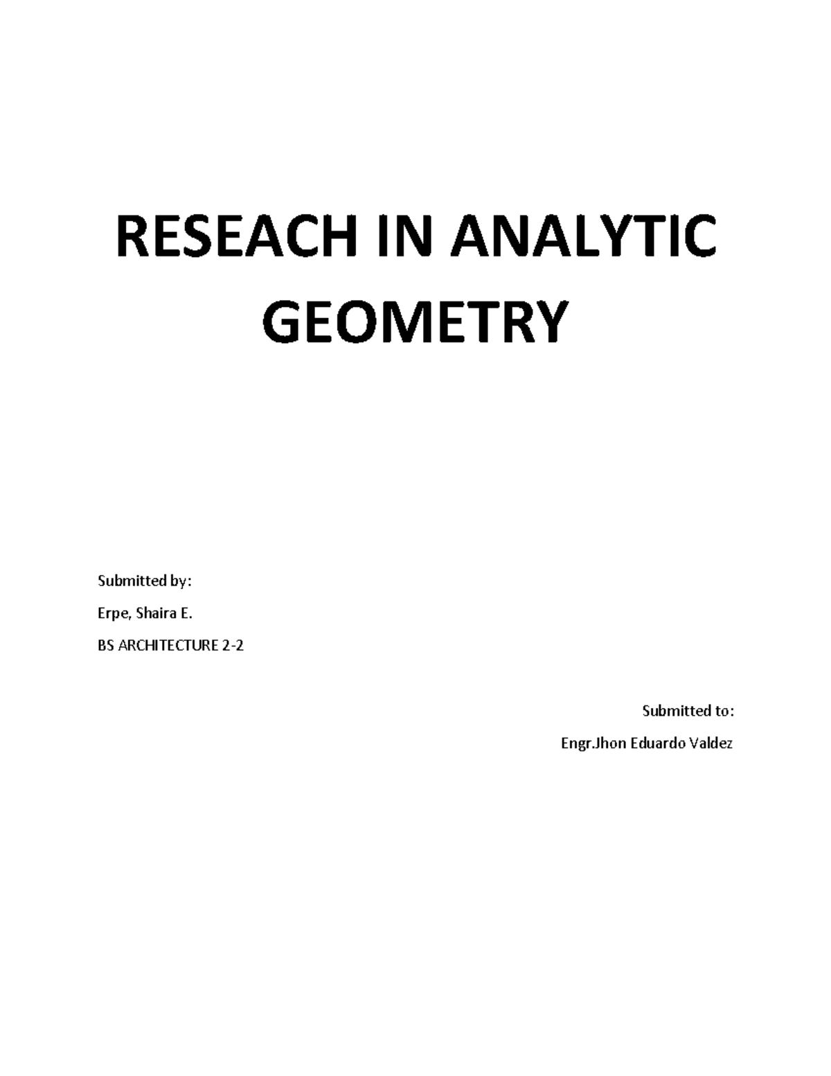 MATH ( Chapter 3 and 4) - Analytic Geometry - RESEACH IN ANALYTIC ...