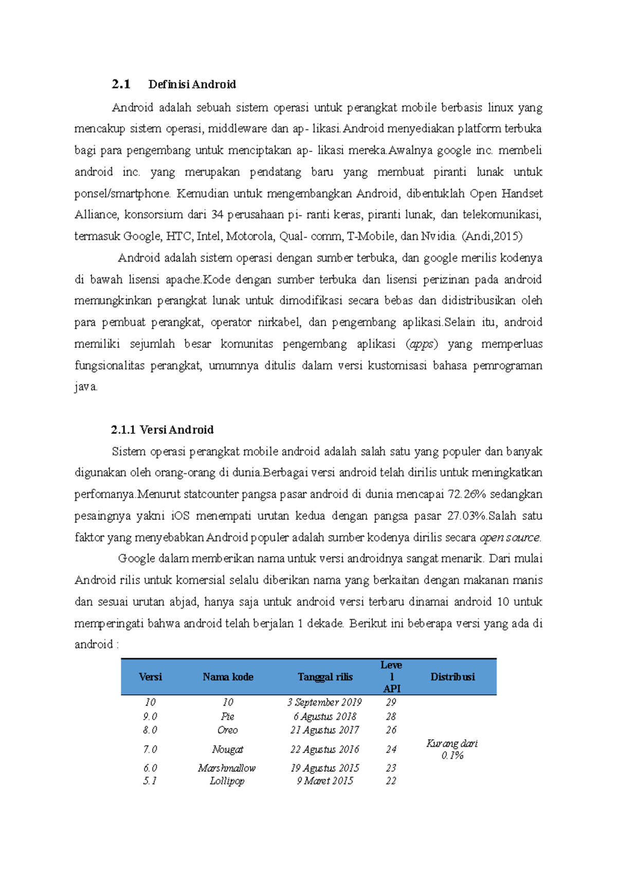 Android - 2 Definisi Android Android adalah sebuah sistem operasi untuk ...