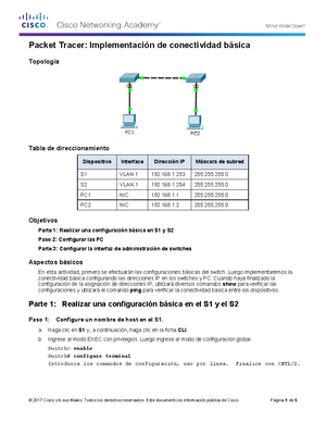 8.5.2.4 Packet Tracer - Configuración inicial del router - Topología Objetivos Parte 1 ...