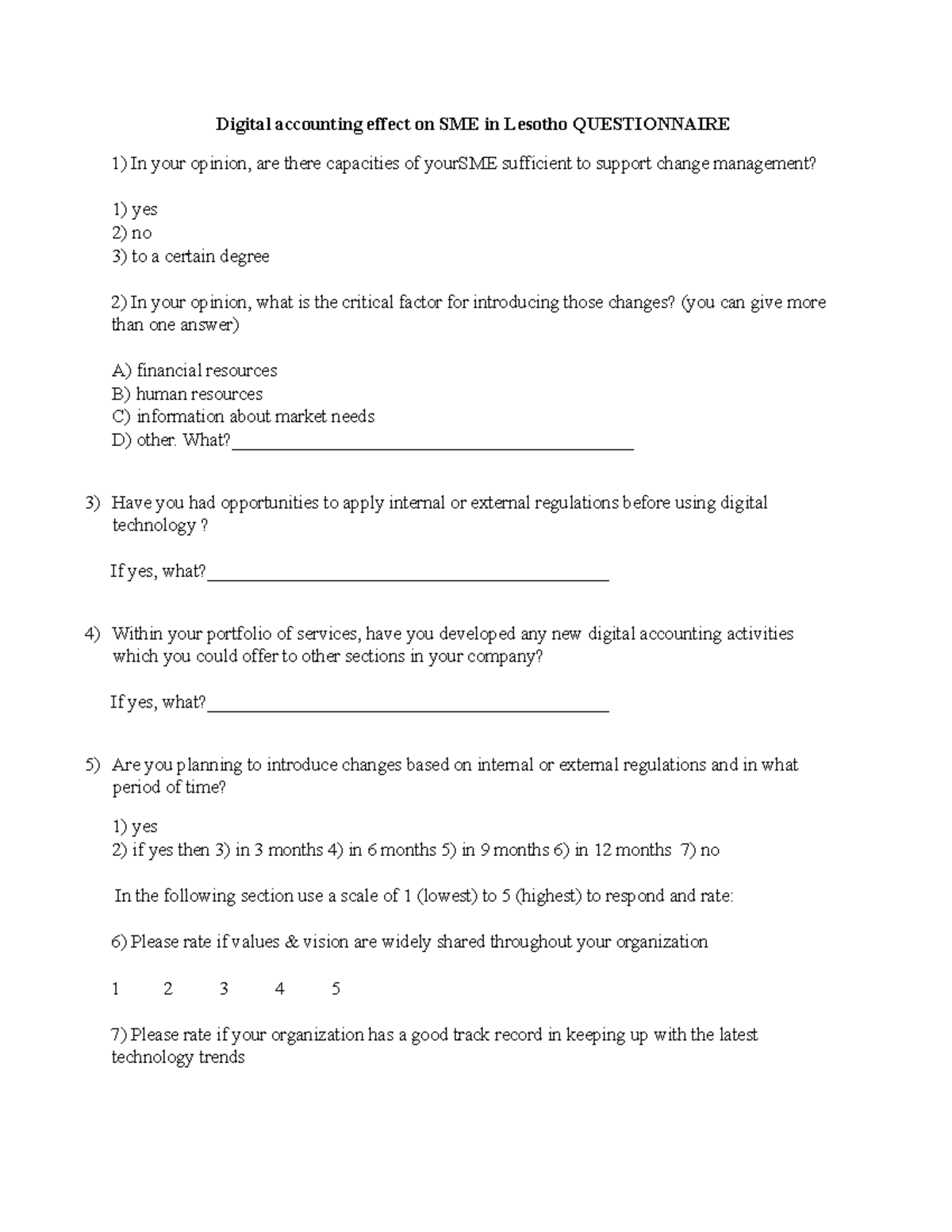 Questionnaire Sample - 2022 - Digital accounting effect on SME in ...