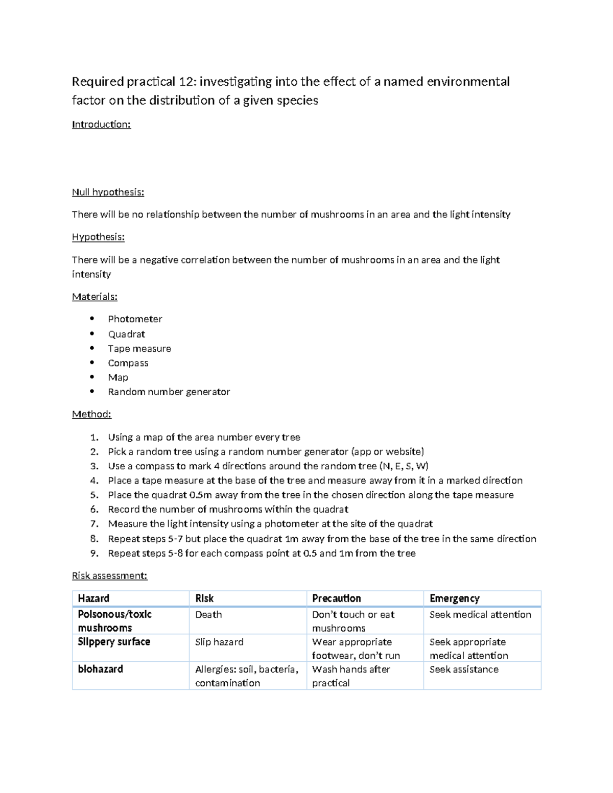 Required practical 12 investigationg into the effects of a n - Using a ...