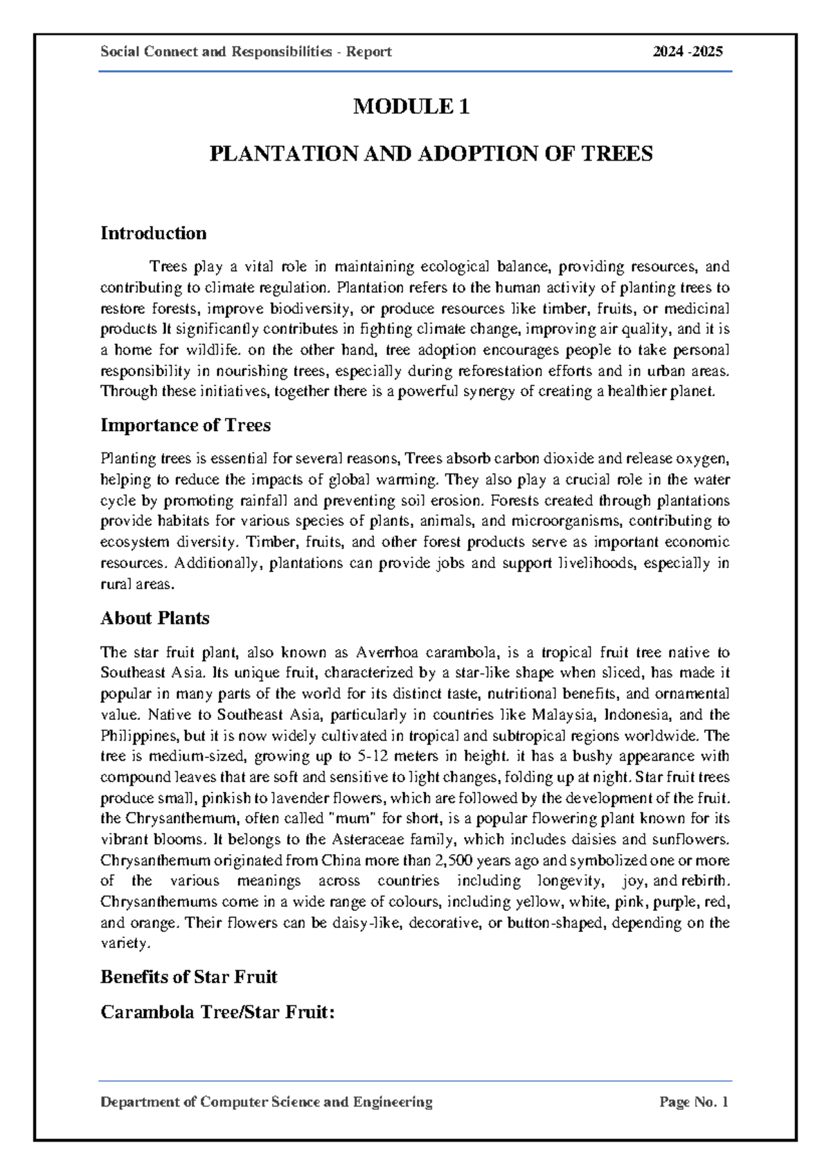 Homeworkof thehome - MODULE 1 PLANTATION AND ADOPTION OF TREES ...