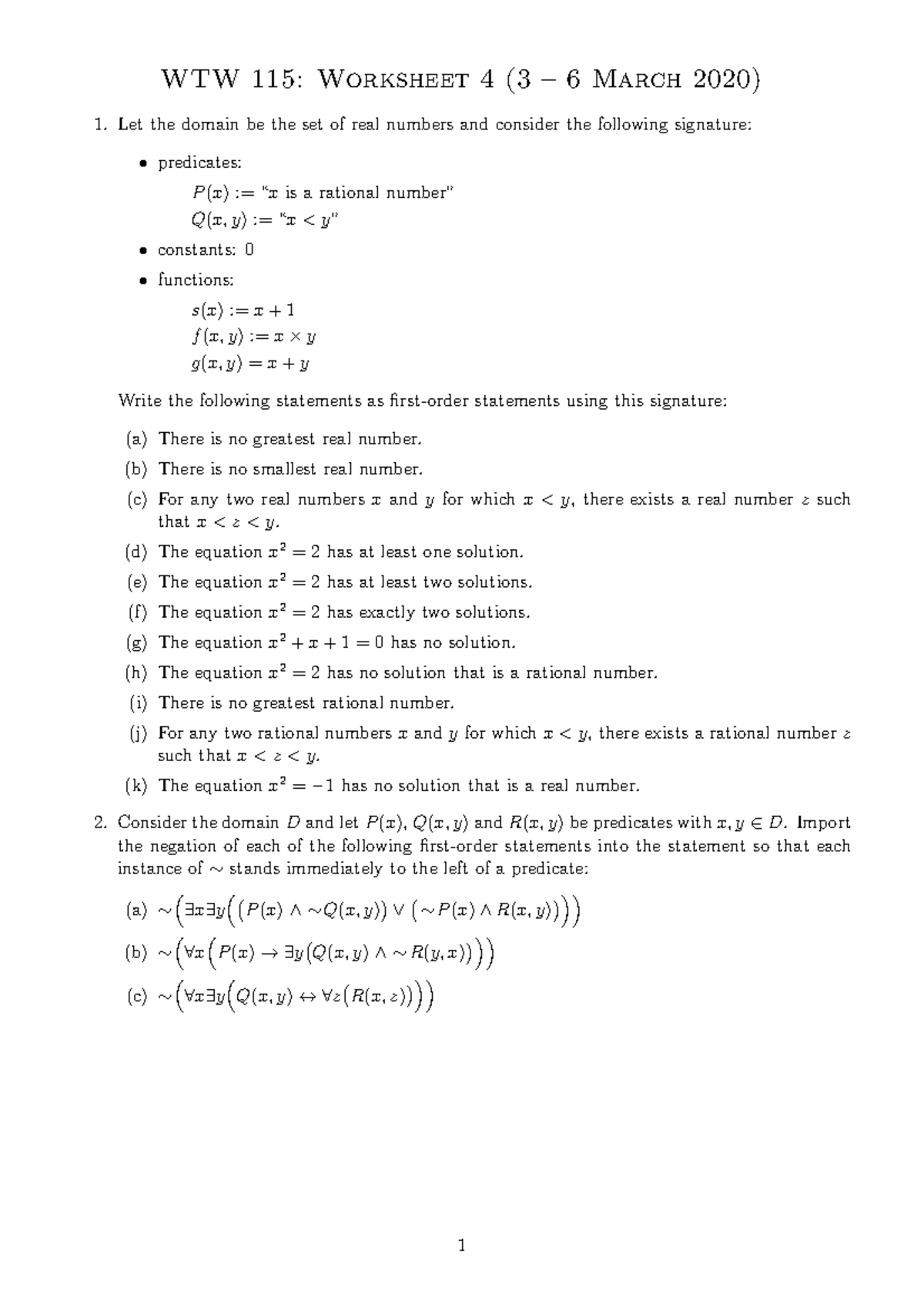 WTW 115 Worksheet 4 (2020) - WTW 115: Worksheet 4 (3 – 6 March 2020 ...