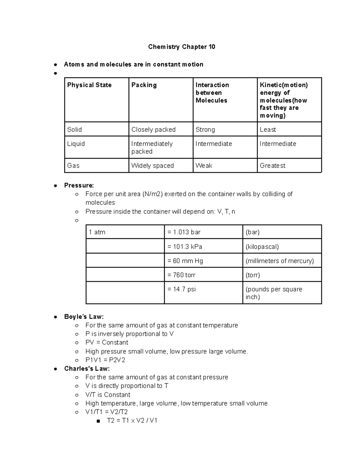 Chemistry Chapter 10 - Lecture notes - Chemistry Chapter 10 Atoms and ...