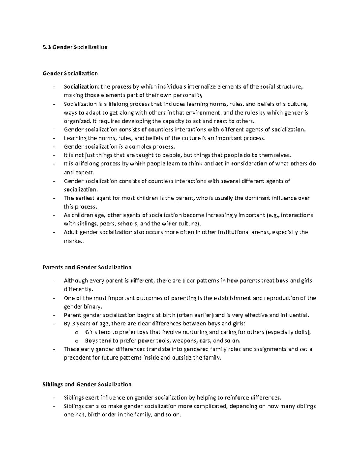 Gender socialization - 5 Gender Socialization Gender Socialization ...