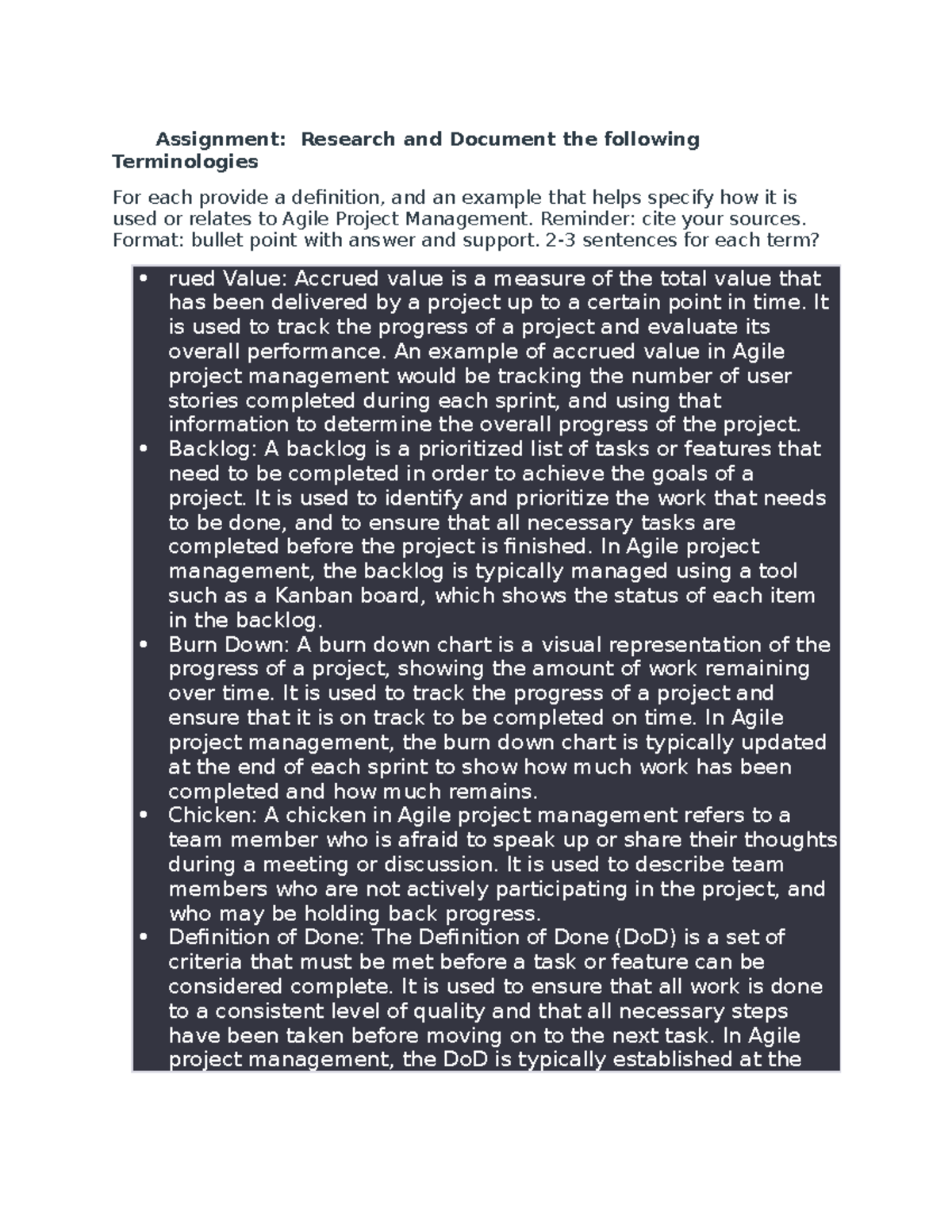 HW4 - Agile Terminologies - Acc Assignment: Research and Document the ...