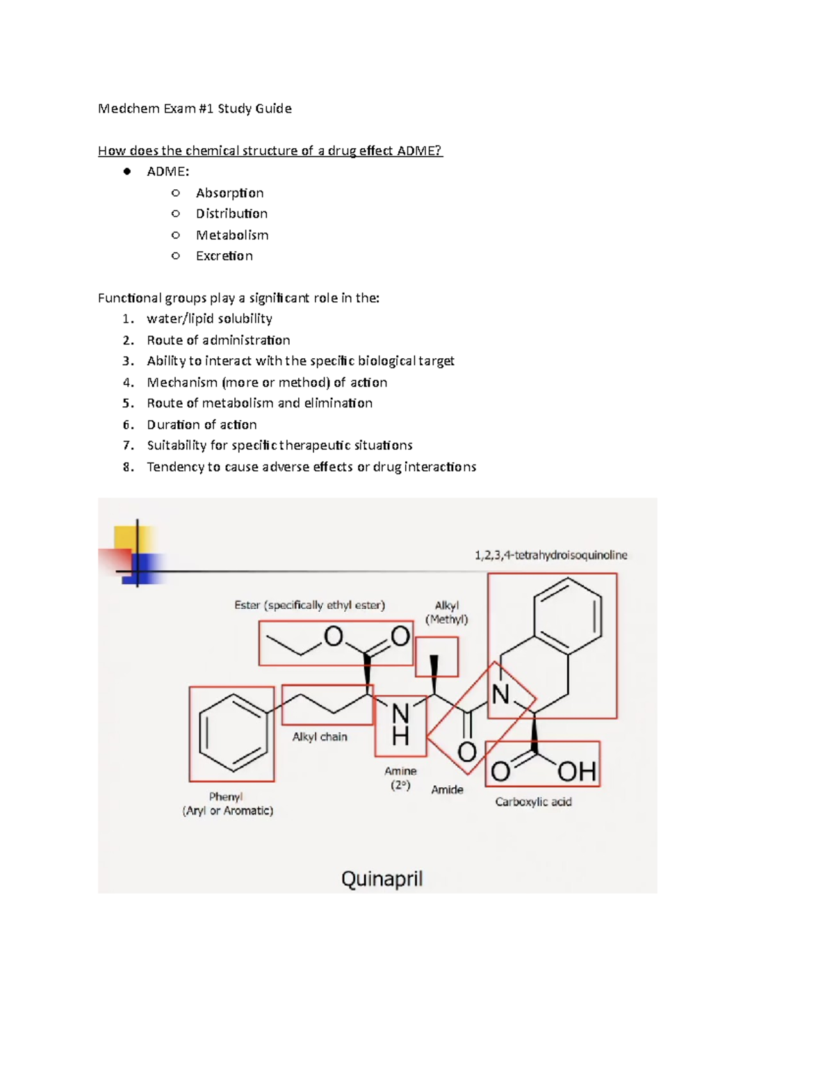 Copy Medchem Exam #1 - N/A. - Medchem Exam #1 Study Guide How does the ...