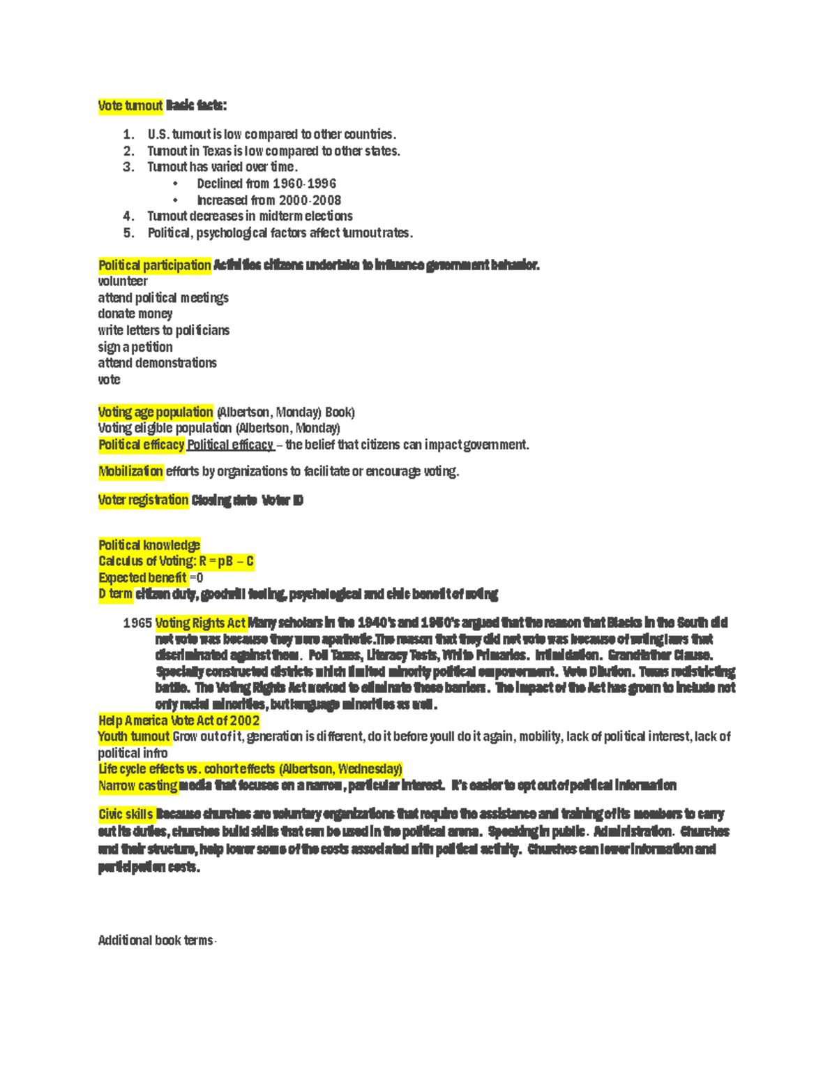 American Government lecture notes, course Gov 310 - Quiz 12 notes ...