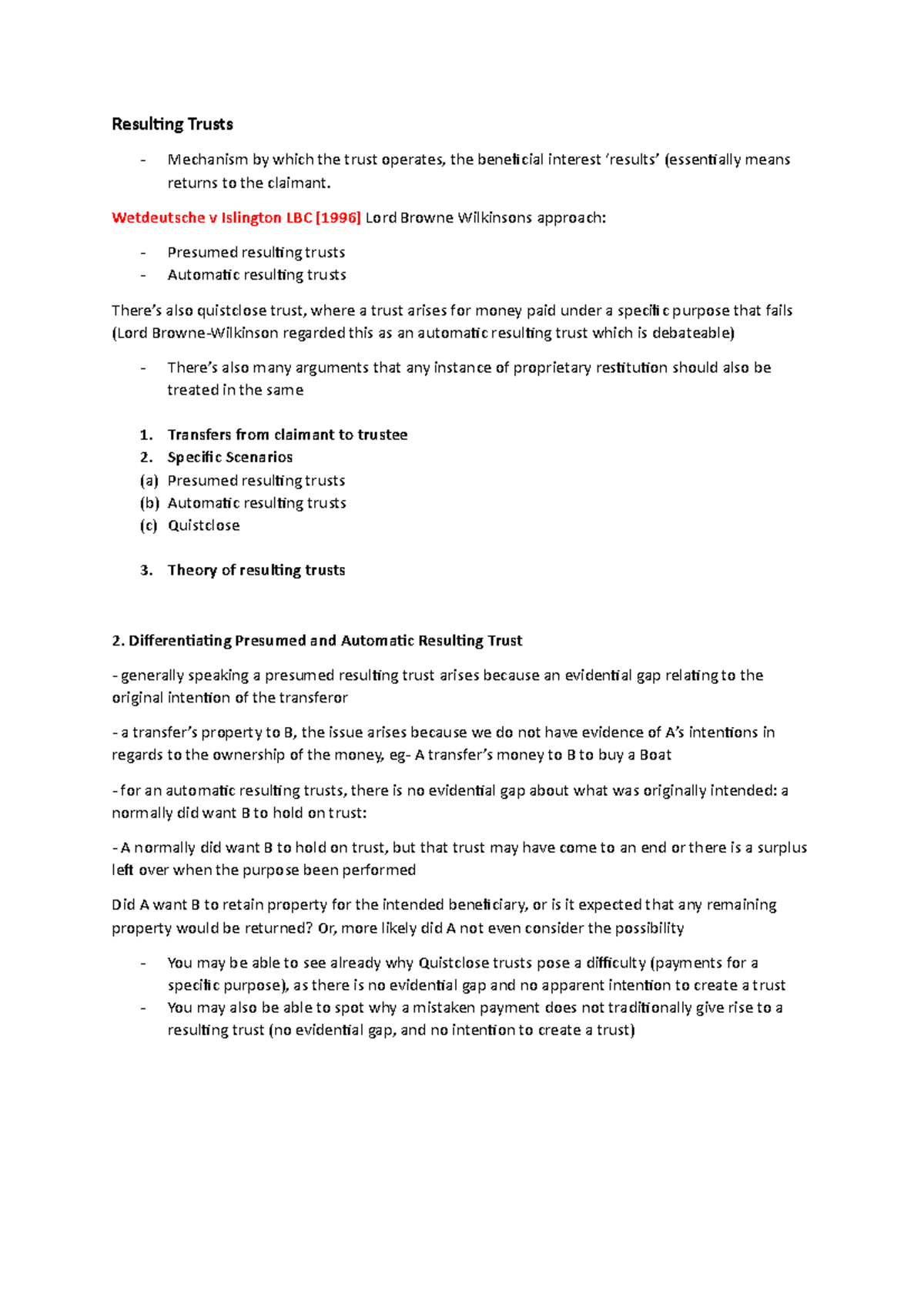 Resulting Trusts - Resulting Trusts Mechanism by which the trust ...