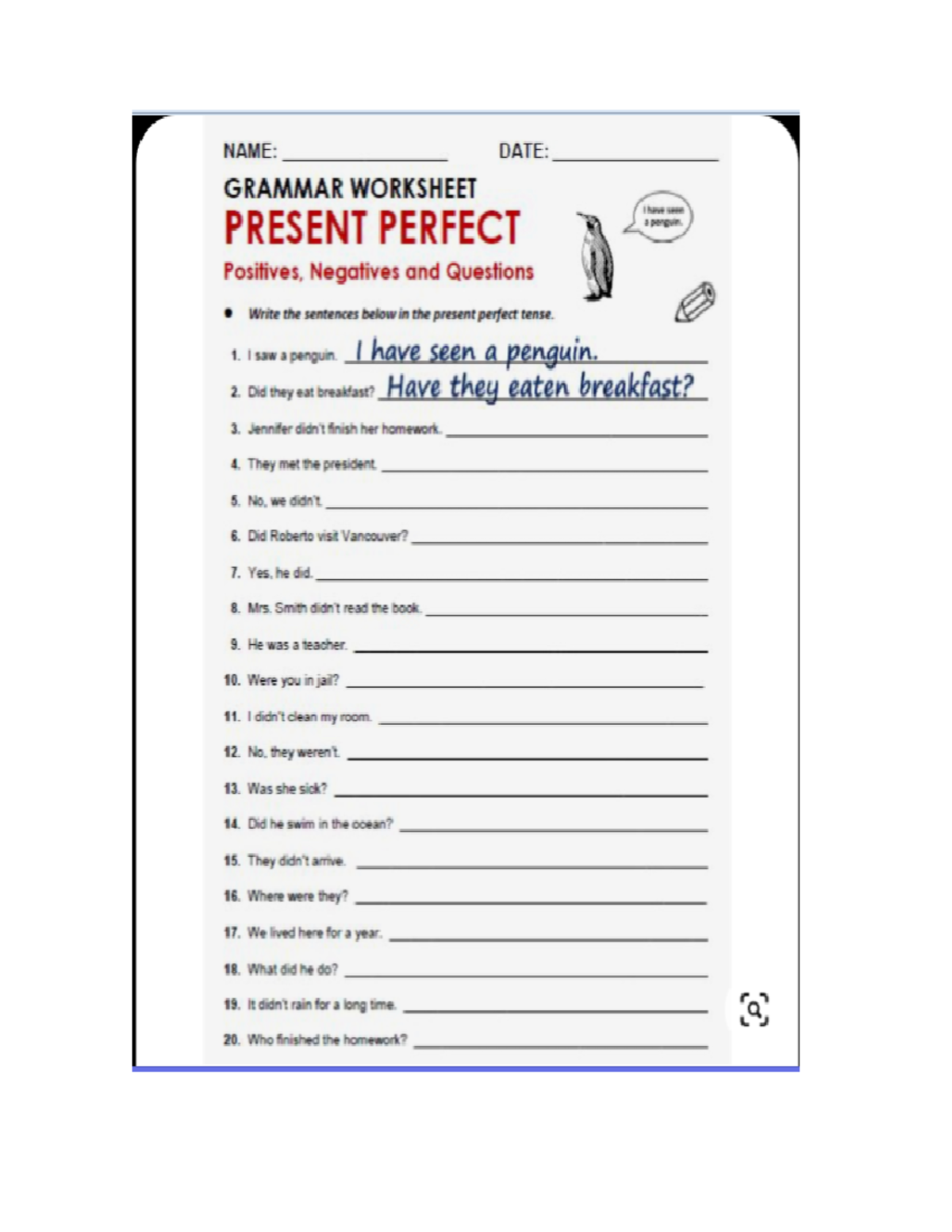 Present Perfect Worksheets - Inglés II - Studocu