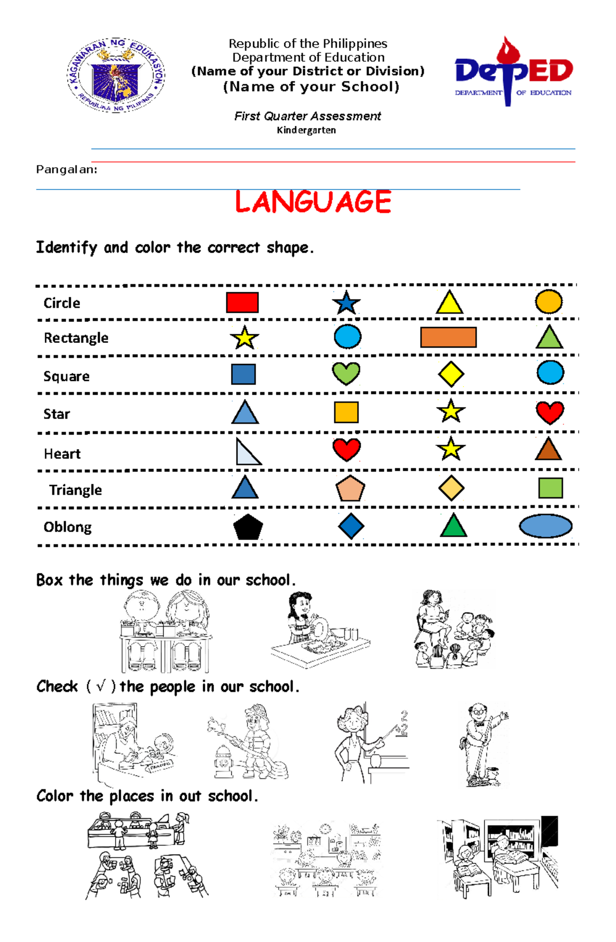 1st quarter exam 2019 - sample examination - Republic of the ...